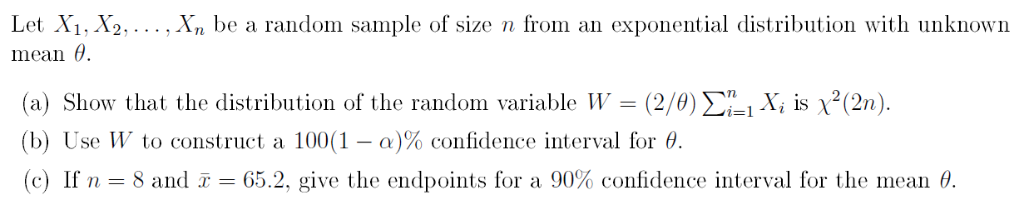 Solved Let Xi, X2,... .Xn be a random sample of size n from | Chegg.com