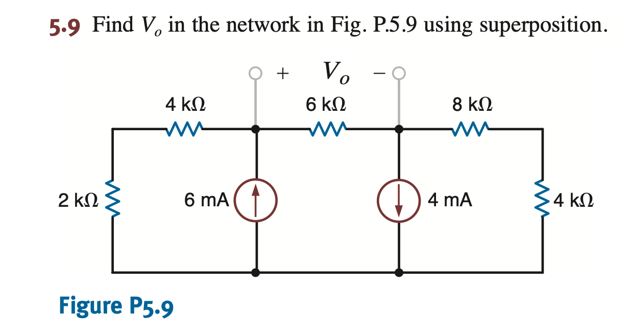 Solved 5.9 Find Vo in the network in Fig. P.5.9 using | Chegg.com