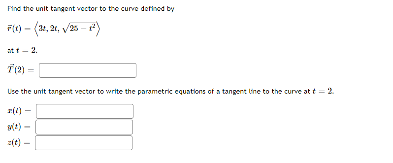 Solved Find the unit tangent vector to the curve defined by | Chegg.com