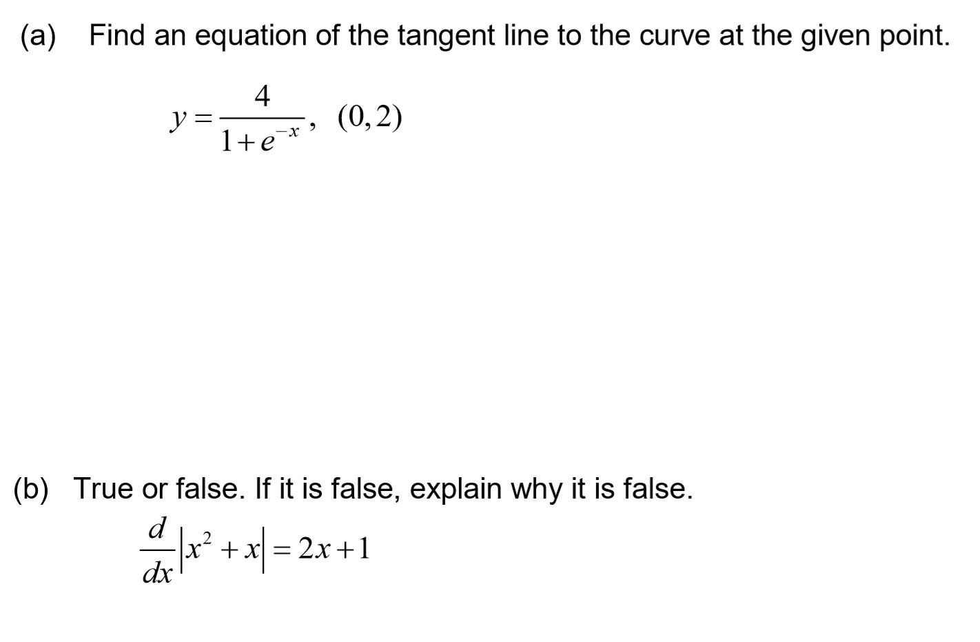 Solved (a) Find an equation of the tangent line to the curve | Chegg.com