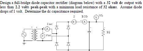 Solved Design a full-bridge diode capacitor rectifier | Chegg.com