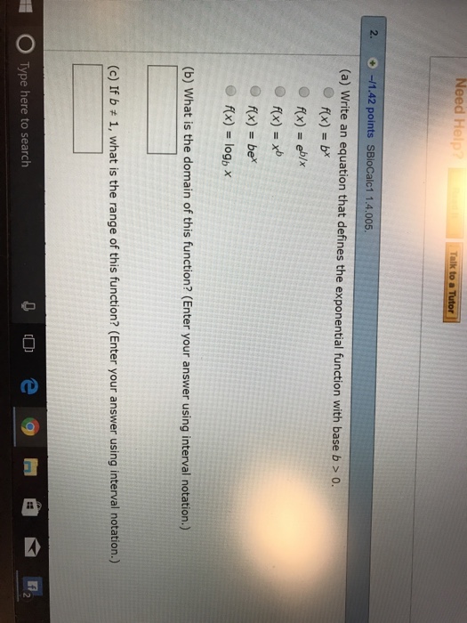 Solved (a) Write an equation that defines the exponential | Chegg.com