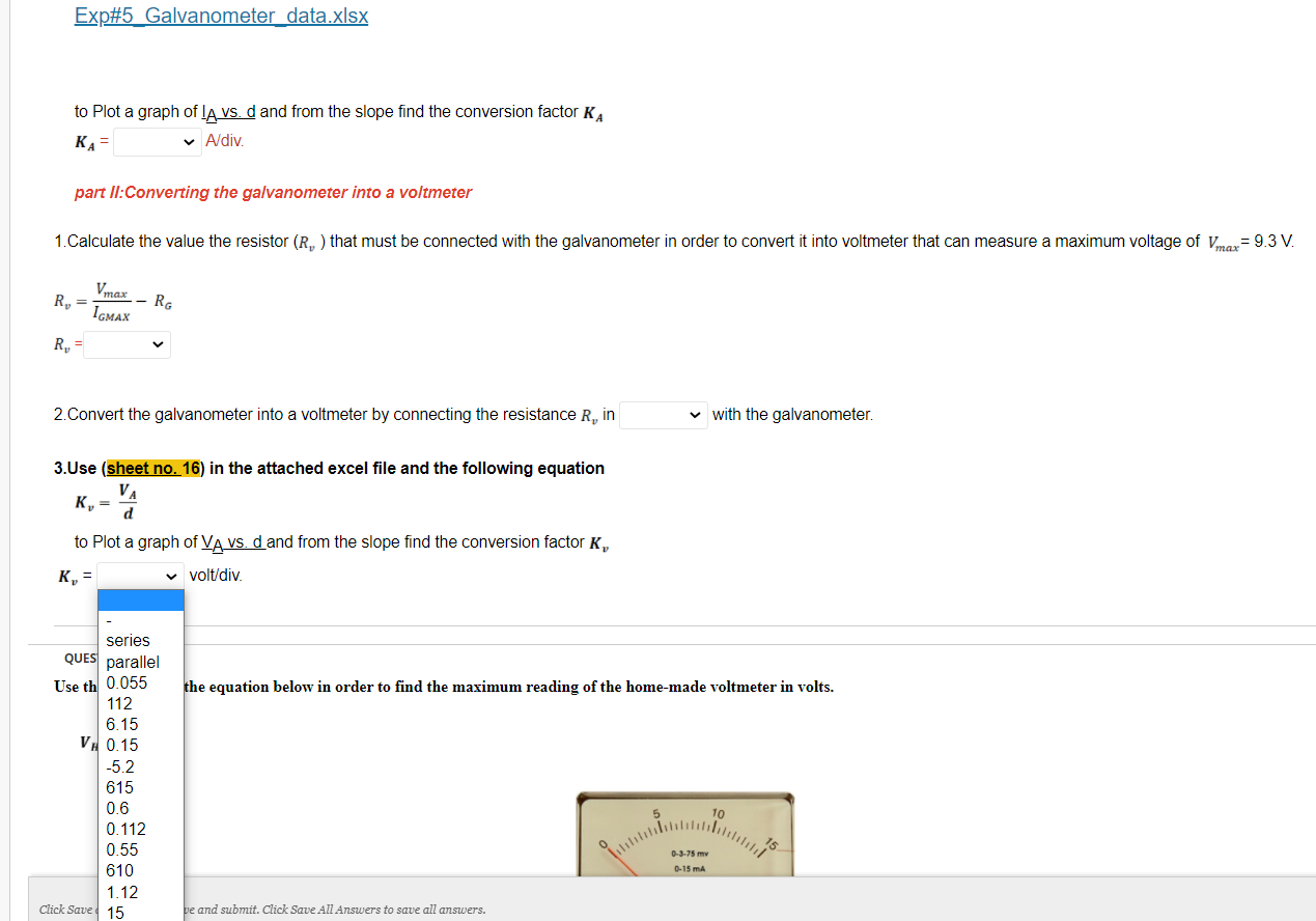 Solved part 1: Converting the galvanometer into ammeter | Chegg.com