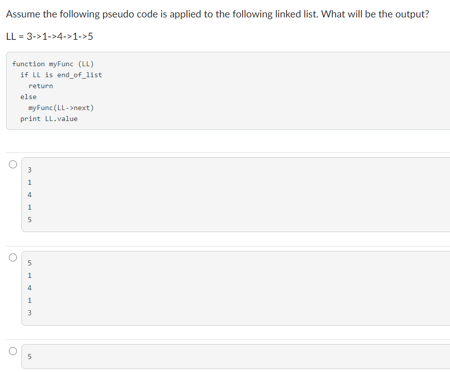Solved Assume the following pseudo code is applied to the | Chegg.com