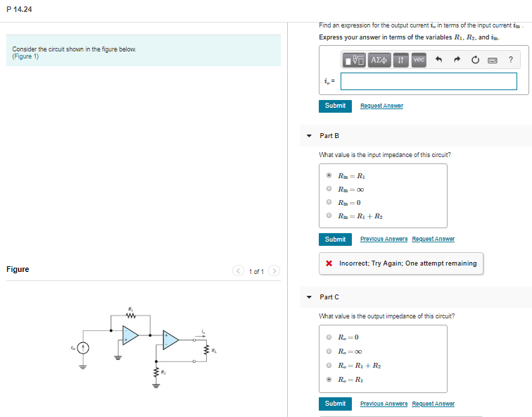 Solved P 14.24 Find an expression for the output current io | Chegg.com