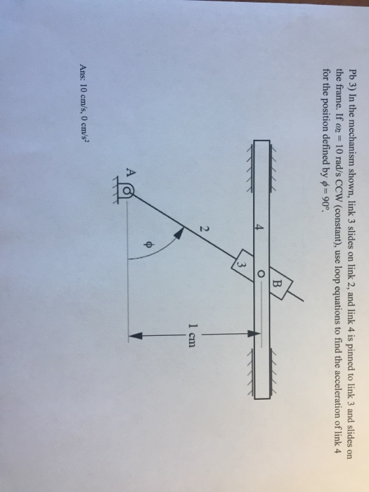 Solved Pb 3) In the mechanism shown, link 3 slides on link | Chegg.com