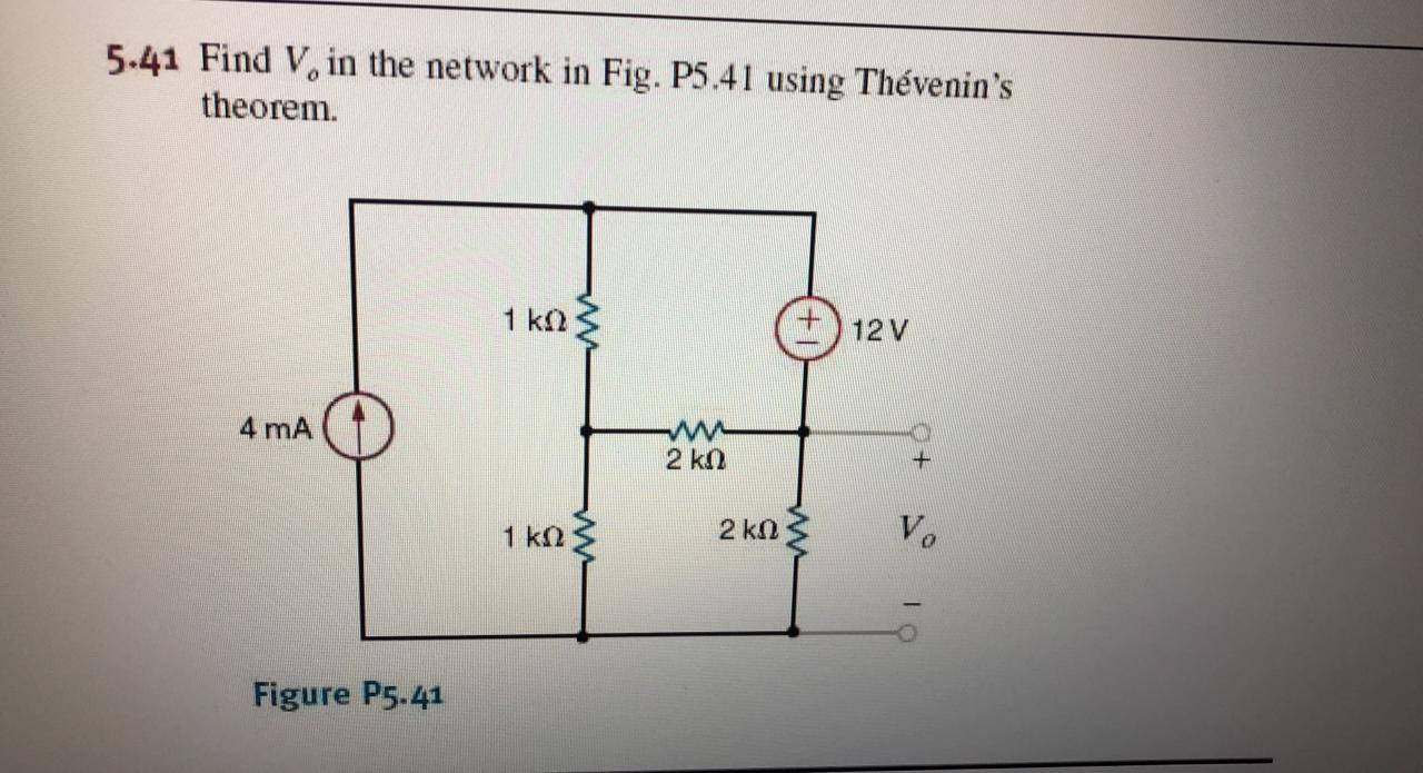 Solved 5.41 Find V. in the network in Fig. P5.41 using | Chegg.com
