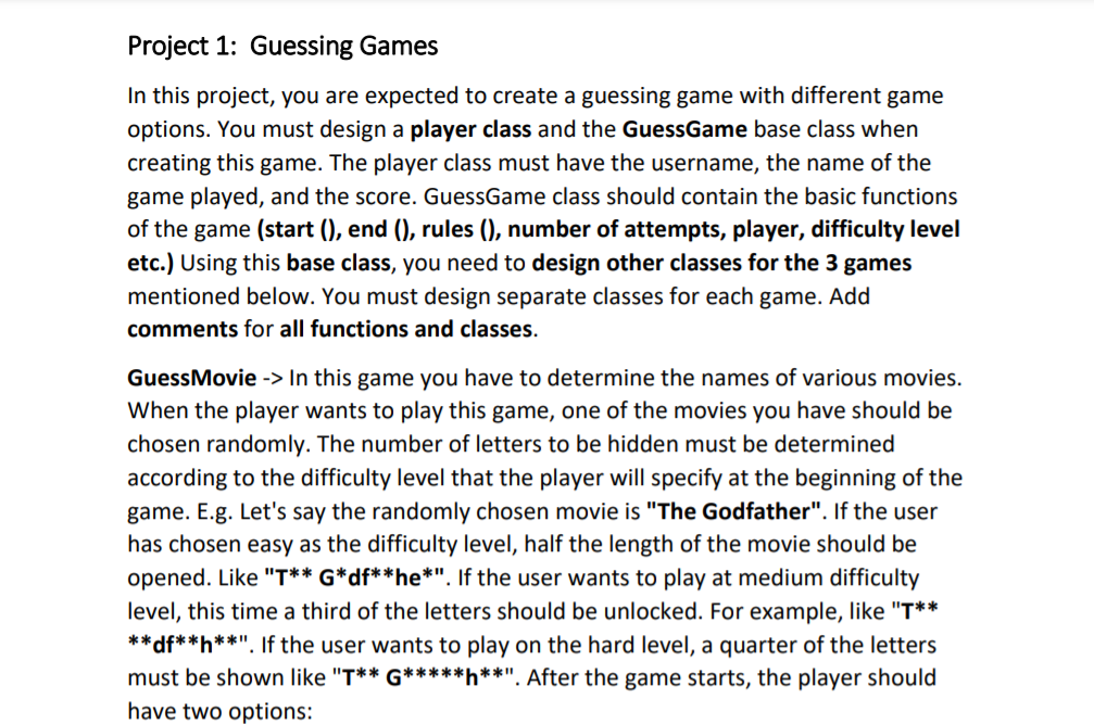 Solved Project 1: Guessing Games In this project, you are | Chegg.com