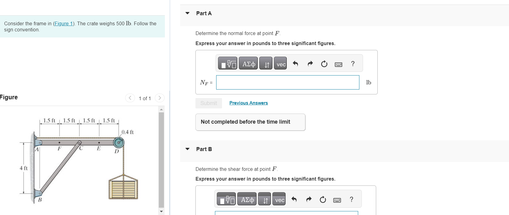 Solved Consider the frame in (Figure 1). The crate weighs | Chegg.com