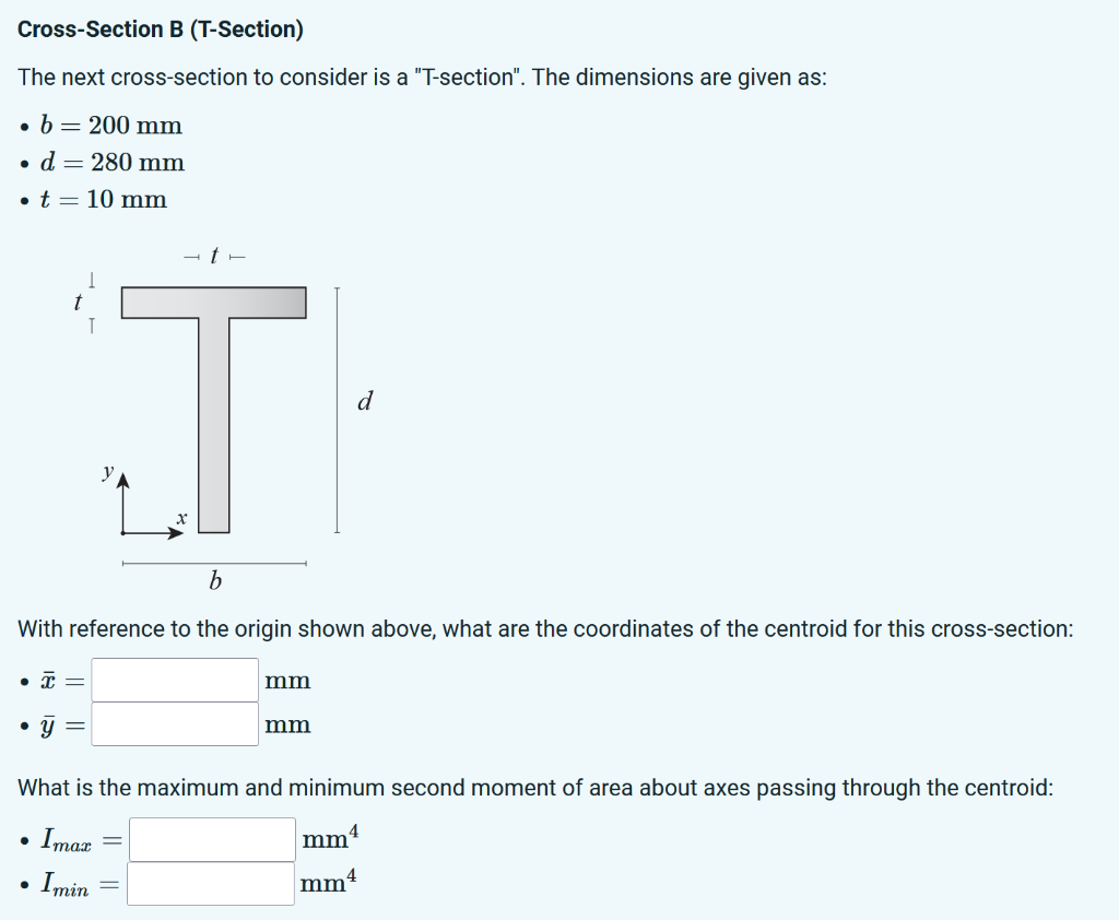 Solved The next cross-section to consider is a "T-section". | Chegg.com