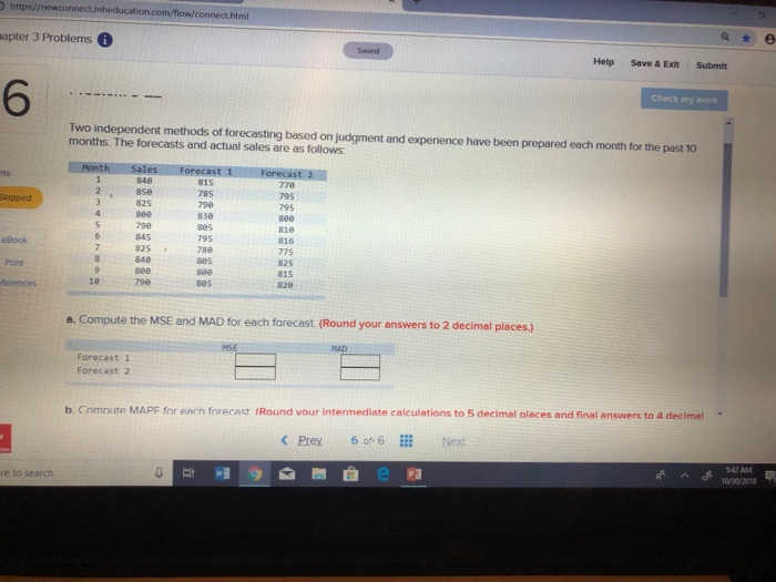 Solved apter 3 Problems Help Save &ExitSubmit 6 check my | Chegg.com
