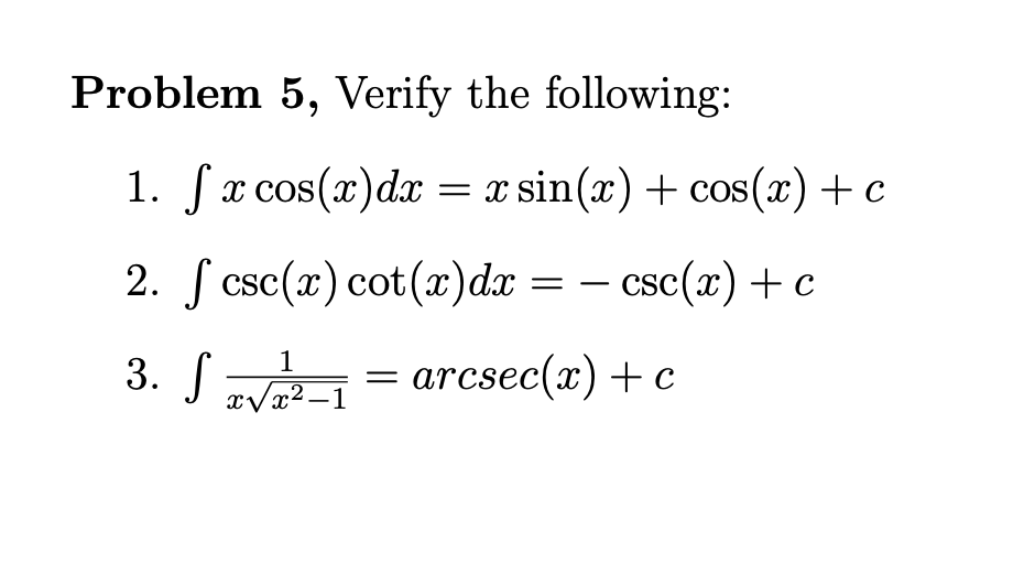 Solved Problem 5 Verify The Following 1