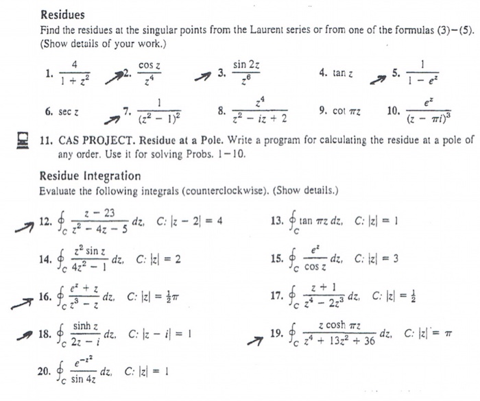 Solved Residues Find the residues at the singular points | Chegg.com