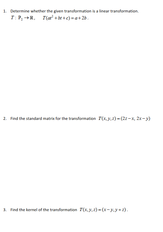 Solved Solutions for questions 1-3 for transformations | Chegg.com