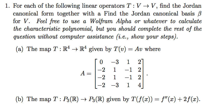 1. For each of the following linear operators T:V + | Chegg.com