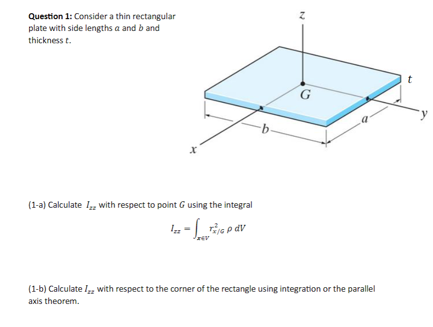 Solved (1-a) ﻿Calculate Izz ﻿with respect to point G ﻿using | Chegg.com