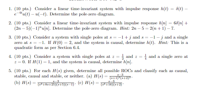 Solved s 1. (10 pts.) Consider a linear time-invariant | Chegg.com