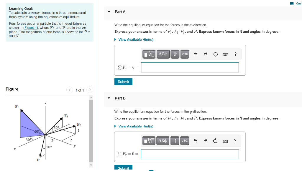 Solved II Revi Part A Learning Goal: To calculate unknown | Chegg.com