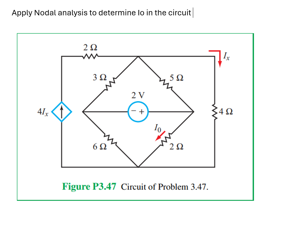 Solved Apply Nodal analysis to determine lo in the | Chegg.com
