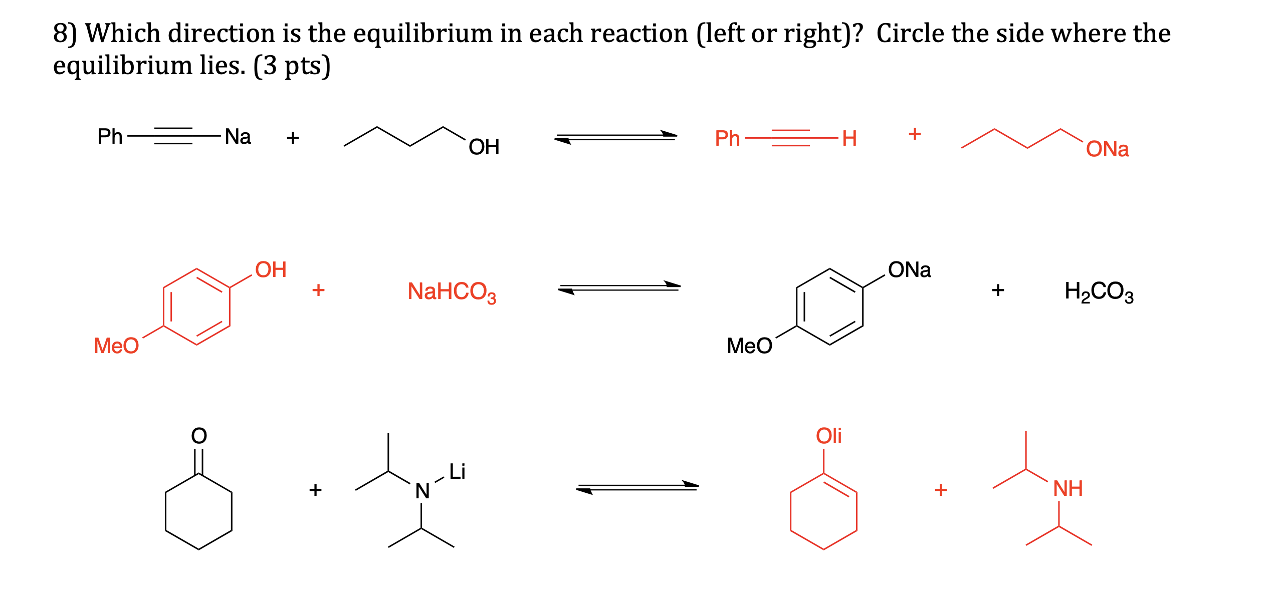 Solved Which direction is the equilibrium in each reaction | Chegg.com