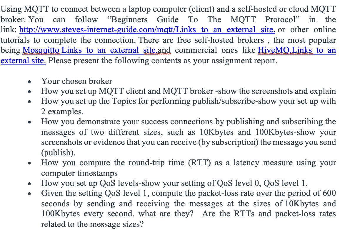 Using MQTT to connect between a laptop computer | Chegg.com