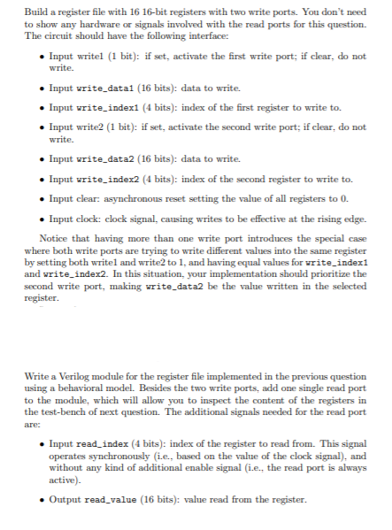 Solved Build a register file with 16 16-bit registers with | Chegg.com