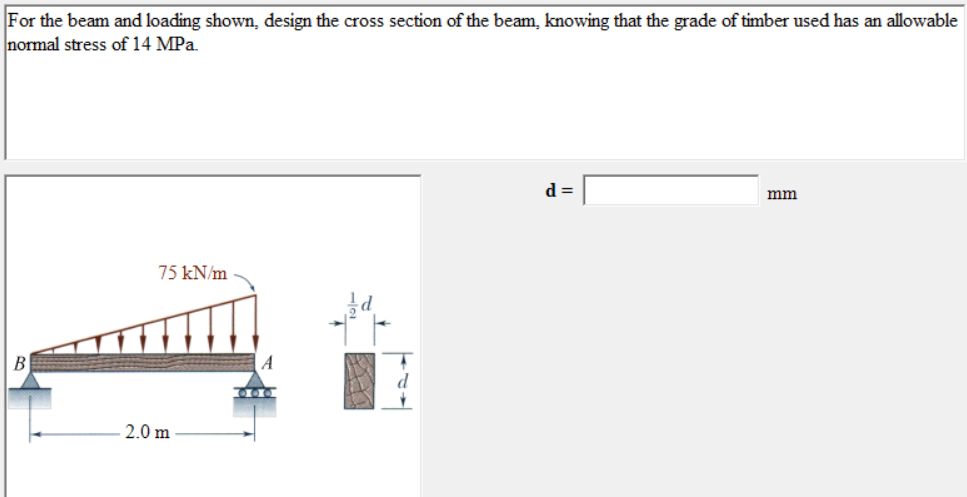 Solved For the beam and loading shown, design the cross | Chegg.com
