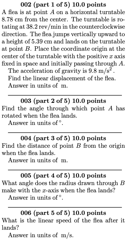 Solved 002 (part 1 ﻿of 5 ) 10.0 ﻿pointsA flea is at point A | Chegg.com