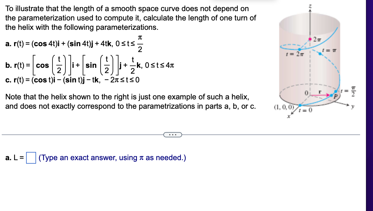 Solved To illustrate that the length of a smooth space curve | Chegg.com
