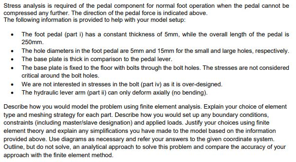 Task 4. Bending analysis of an accelerator pedal (40 | Chegg.com