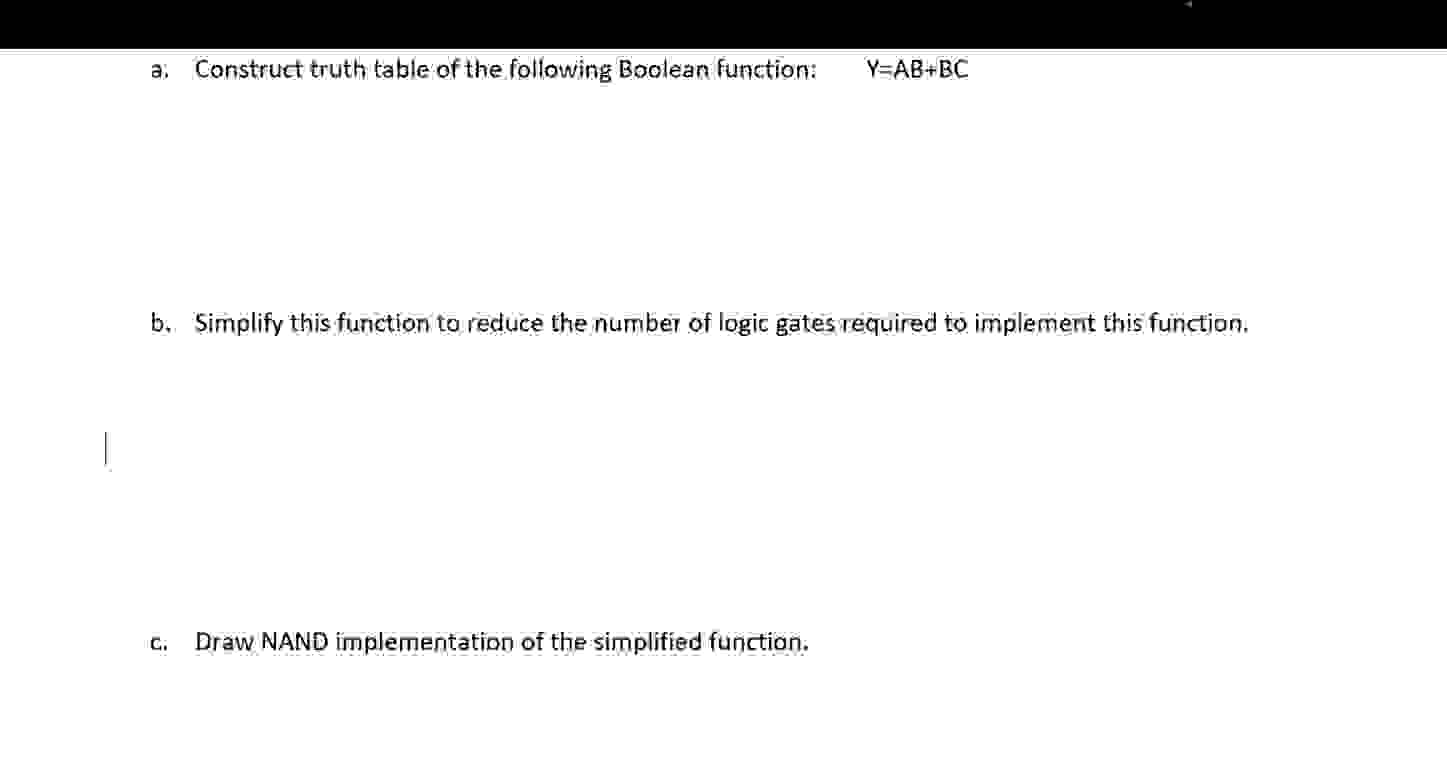 Solved a) ﻿Construct truth table of the following Boolean | Chegg.com