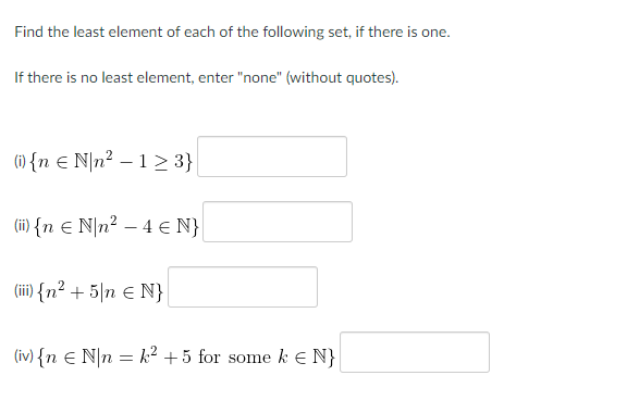 Solved Find the least element of each of the following set, | Chegg.com