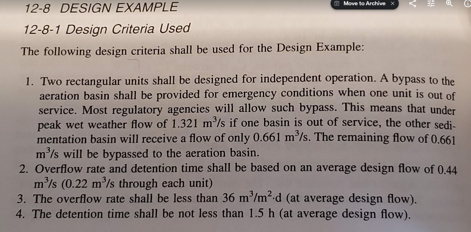 12-4 Design a circular clarifier for the Design | Chegg.com