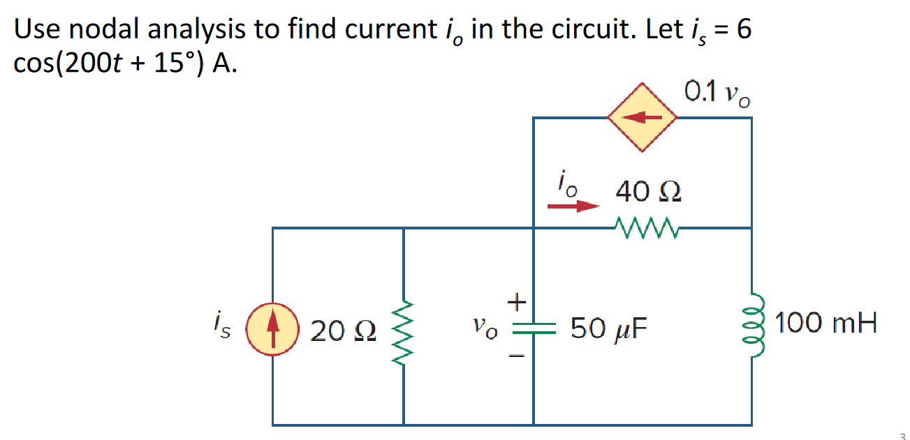 Solved Use nodal analysis to find current io ﻿in the | Chegg.com