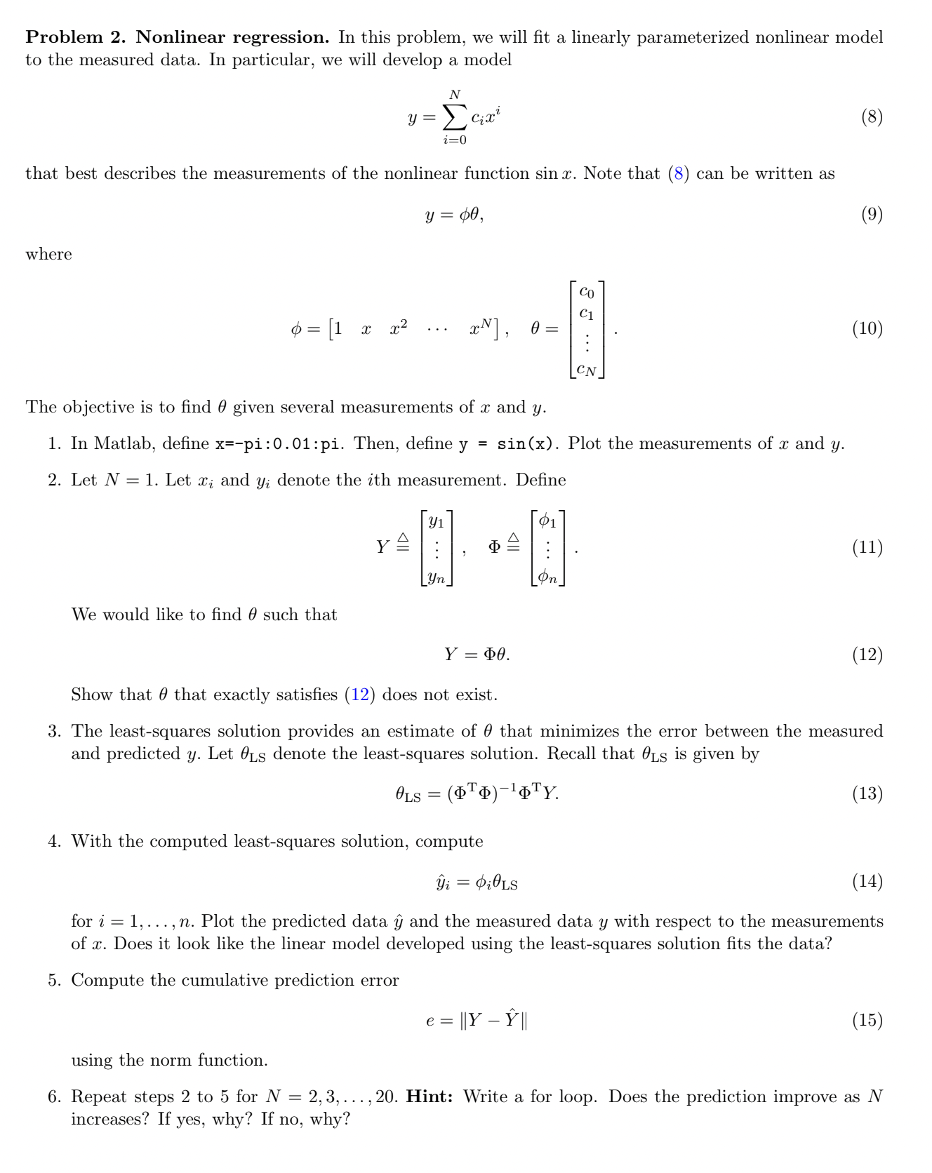 Solved Problem 2 Nonlinear Regression In This Problem We