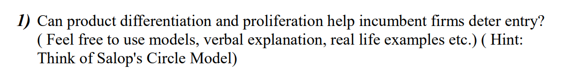 Solved 1) Can product differentiation and proliferation help | Chegg.com