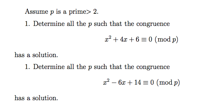 Solved Assume p is a prime>2. 1. Determine all the p such | Chegg.com