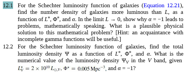 Solved 12.1 For the Schechter luminosity function of | Chegg.com