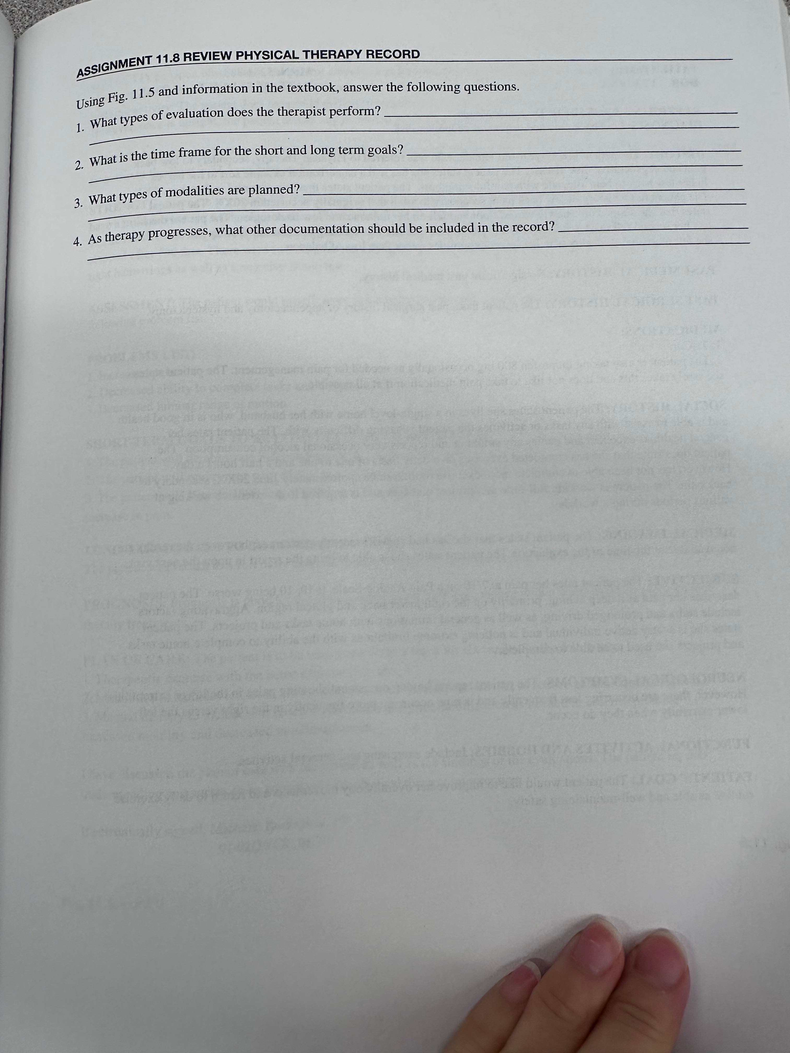 Solved ASSIGNMENT 11.8 REVIEW PHYSICAL THERAPY RECORD Using | Chegg.com