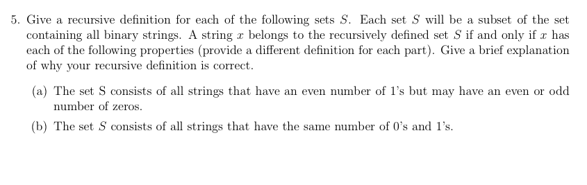 Solved 5. Give a recursive definition for each of the | Chegg.com