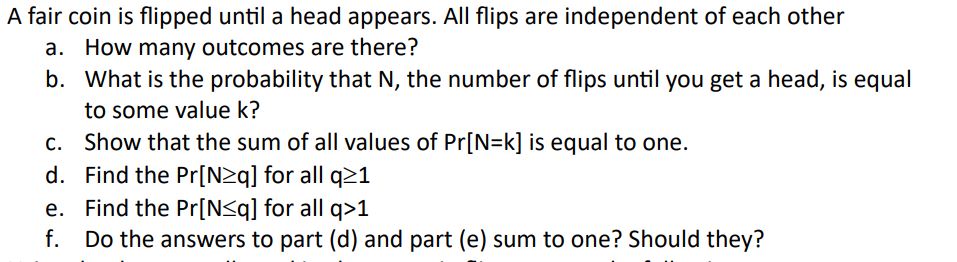 Solved A fair coin is flipped until a head appears. All | Chegg.com