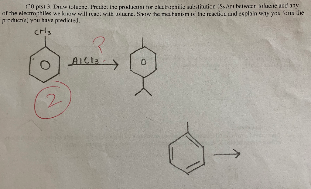 Solved Draw Toluene. Predict the product(s) for | Chegg.com
