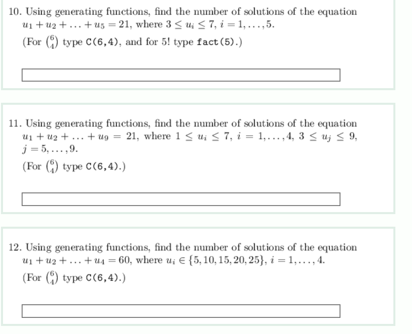 Solved 10. Using generating functions, find the number of | Chegg.com