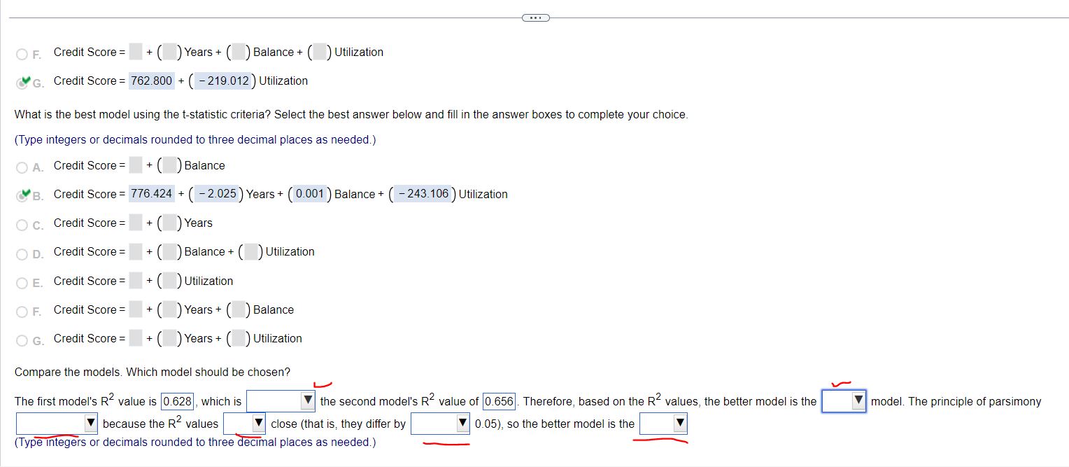Solved Compare the models. Which model should be | Chegg.com