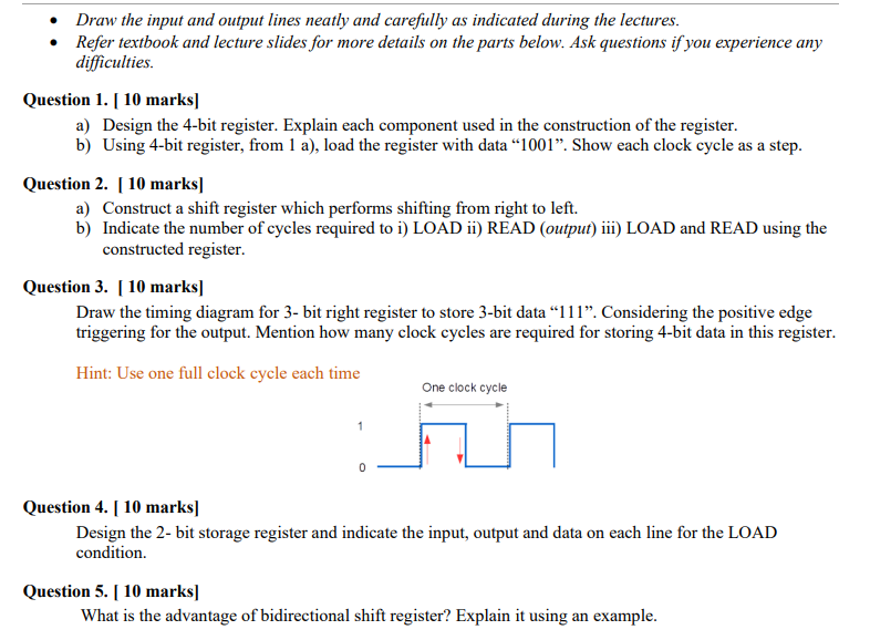 Solved - Draw the input and output lines neatly and | Chegg.com