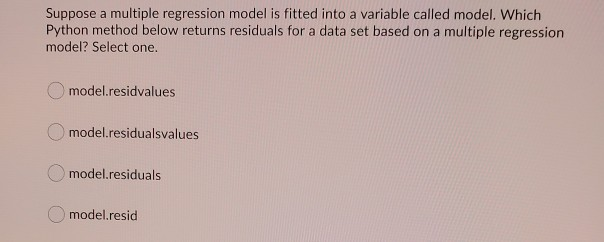 The ols() method in statsmodels module is used to fit | Chegg.com