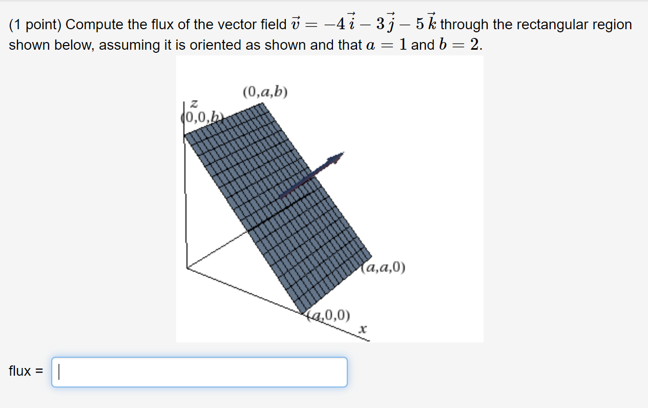 Solved (1 point) Compute the flux of the vector field | Chegg.com