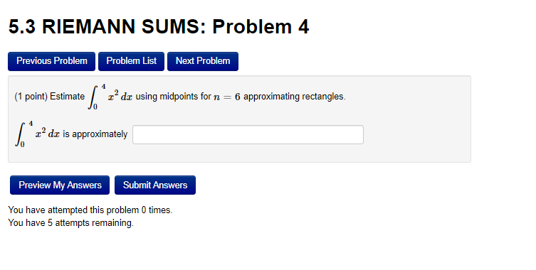 Solved (1 point) Estimate ∫03x2dx using left endpoints for | Chegg.com