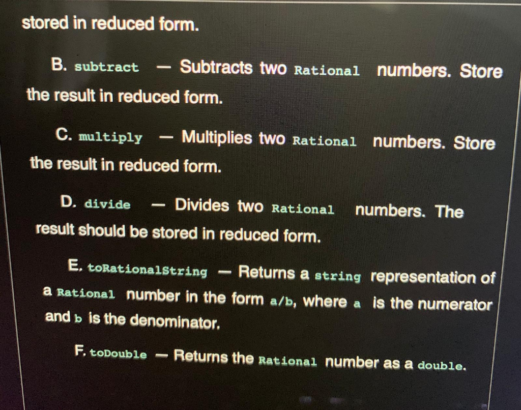 Solved Create a class called Rational for performing | Chegg.com