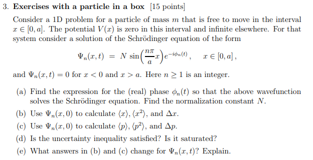 Solved 3. Exercises with a particle in a box [15 points] | Chegg.com